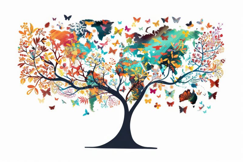 Global Friendship Tree stock illustration. Illustration of diversity ...