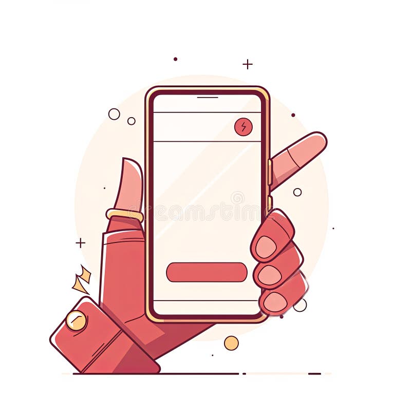 Illustration of a Hand Holding a Smartphone with a Message Alert Stock ...