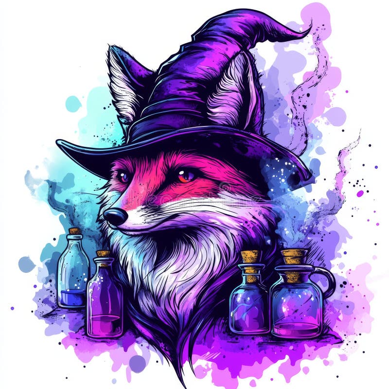 A Whimsical Illustration Shows the Magical Fox Alchemist, a Fox Dressed ...