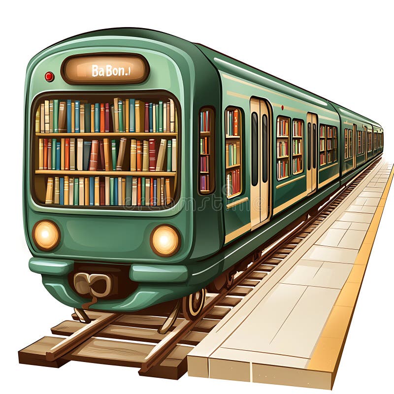 A Whimsical Illustration of a Train Filled with Books Representing the ...
