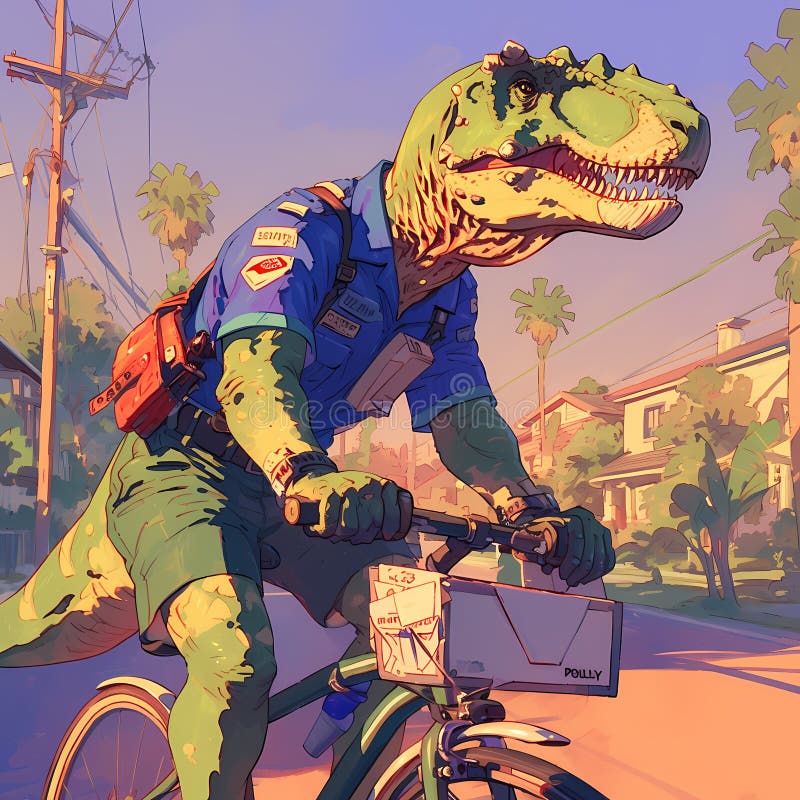 Dinosaur Postal Worker stock illustration. Illustration of ...
