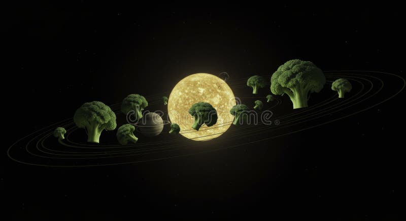 Broccoli Solar System: a Humorous Space Vegetable Concept Stock ...
