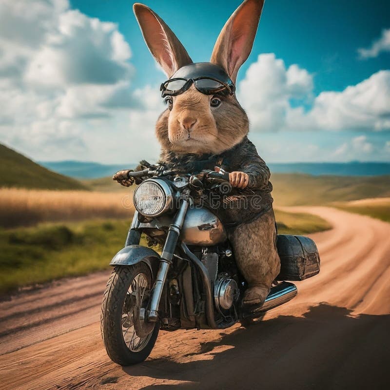 Road Trip Rabbit: a Bunny on a Motorcycle Adventure Stock Illustration ...