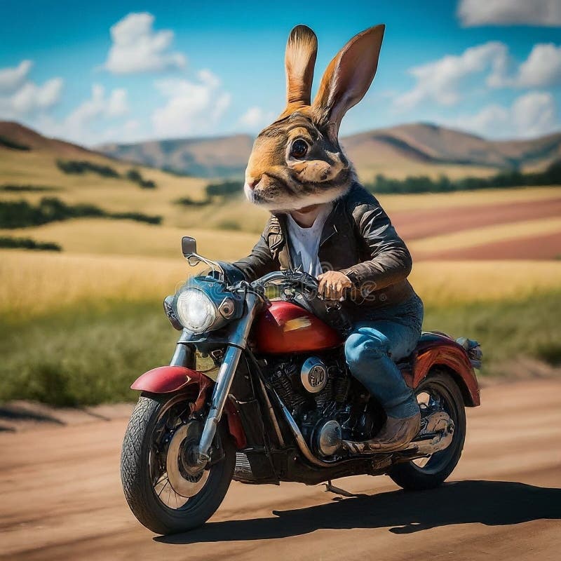 Road Trip Rabbit: a Bunny on a Motorcycle Adventure Stock Illustration ...
