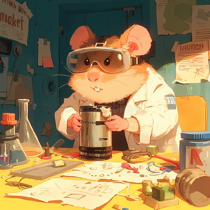 Hamster Scientist in a Lab Coat Stock Illustration - Illustration of ...