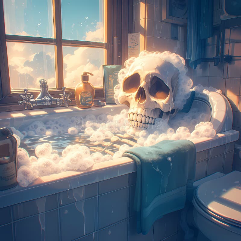 Relaxed Skeleton Bathing stock illustration. Illustration of skin ...