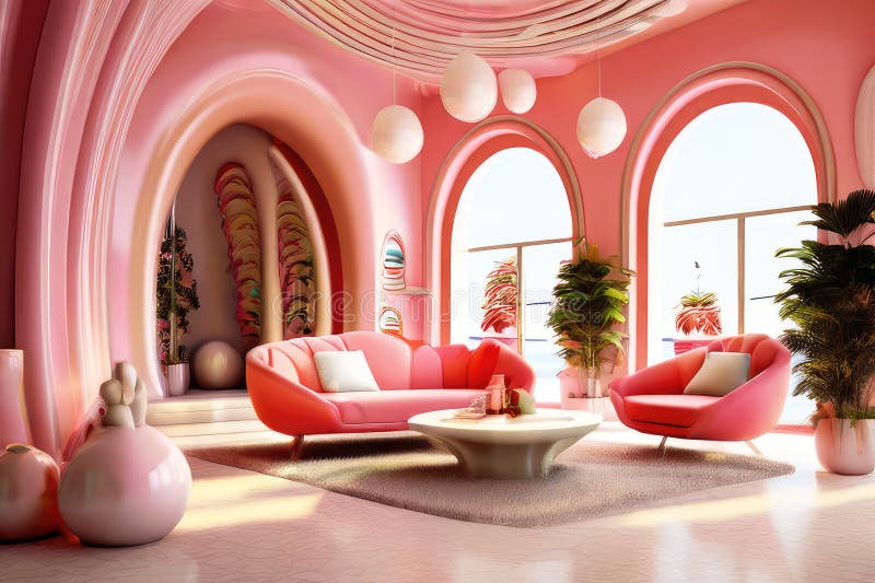 Whimsical Interior Design. Cozy Modern Living Room Stock Photo - Image ...