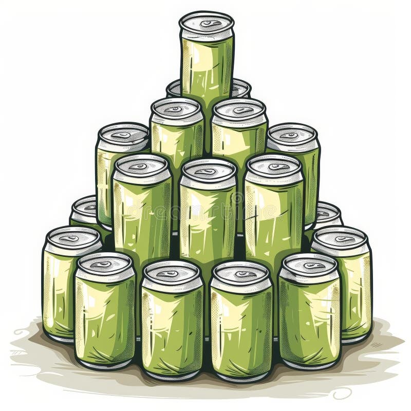 Whimsical Kawaii, Beer Can Pyramid Clipart Stock Illustration ...