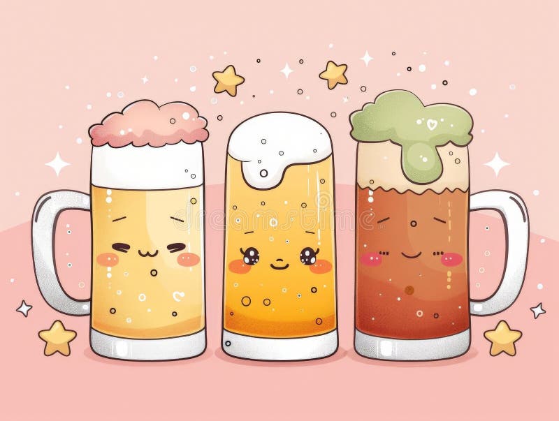 Whimsical Kawaii, Beer Tasting Event Poster Clipart Stock Illustration ...