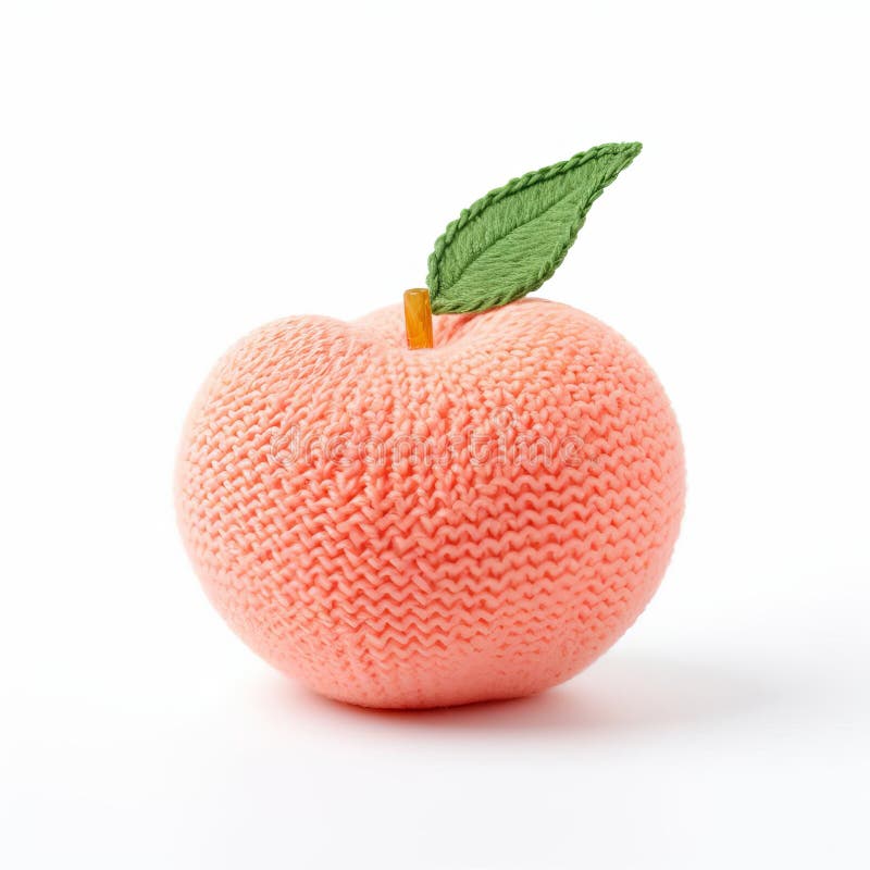 Whimsical Knitted Peach Object on White Background Scene Stock ...