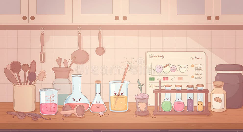 Whimsical Laboratory Scene with Anthropomorphic Beakers and Lab Tools ...