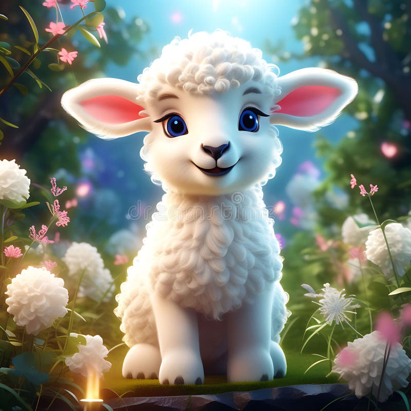 Whimsical Lamb: 3D Illustration of a Magical Lamb Stock Illustration ...