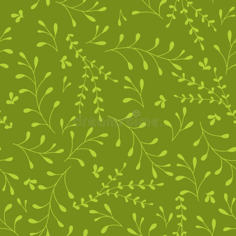 Whimsical Leaves Seamless Pattern Green. Stock Vector - Illustration of ...