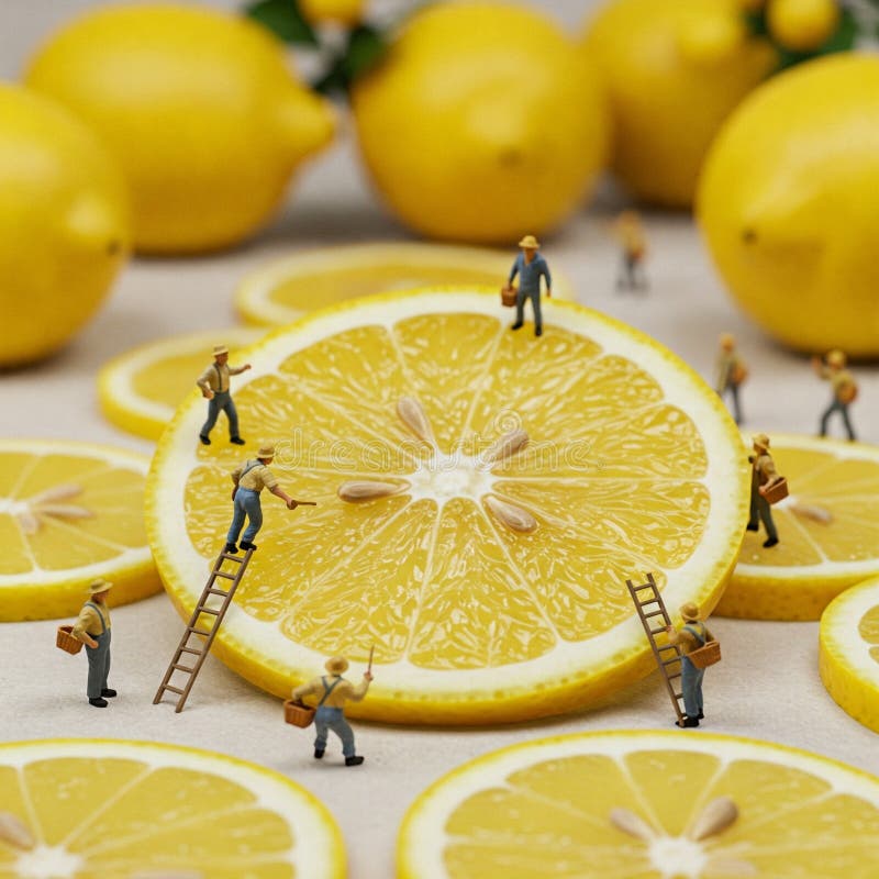 Whimsical Lemon Landscape stock illustration. Illustration of dish ...