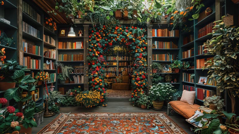 Whimsical Library Inspired by Fairy Tales Stock Illustration ...