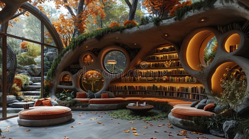 Whimsical Library Inspired by Fairy Tales Stock Illustration ...