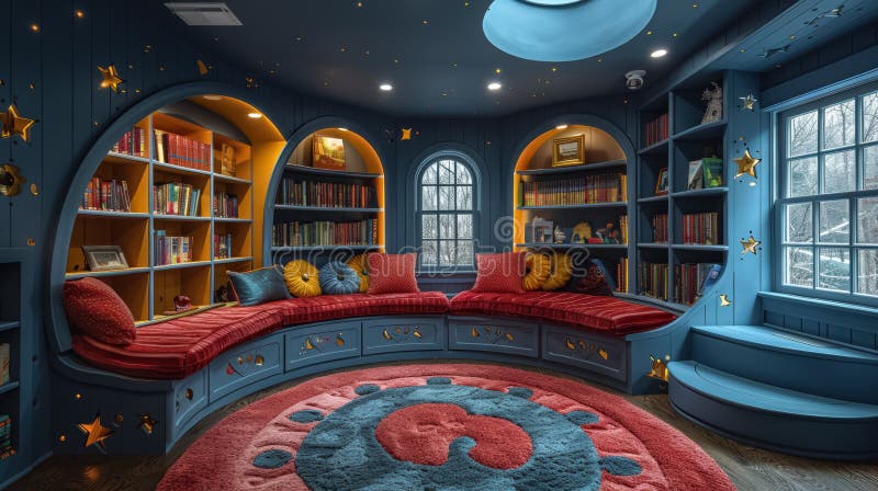 Whimsical Library Inspired by Fairy Tales Stock Illustration ...