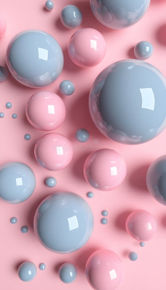 Whimsical Light Blue and Pink Spheres Scene Stock Illustration ...