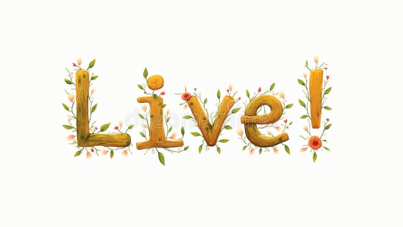 Whimsical Live Text with Floral Decorations Stock Illustration ...