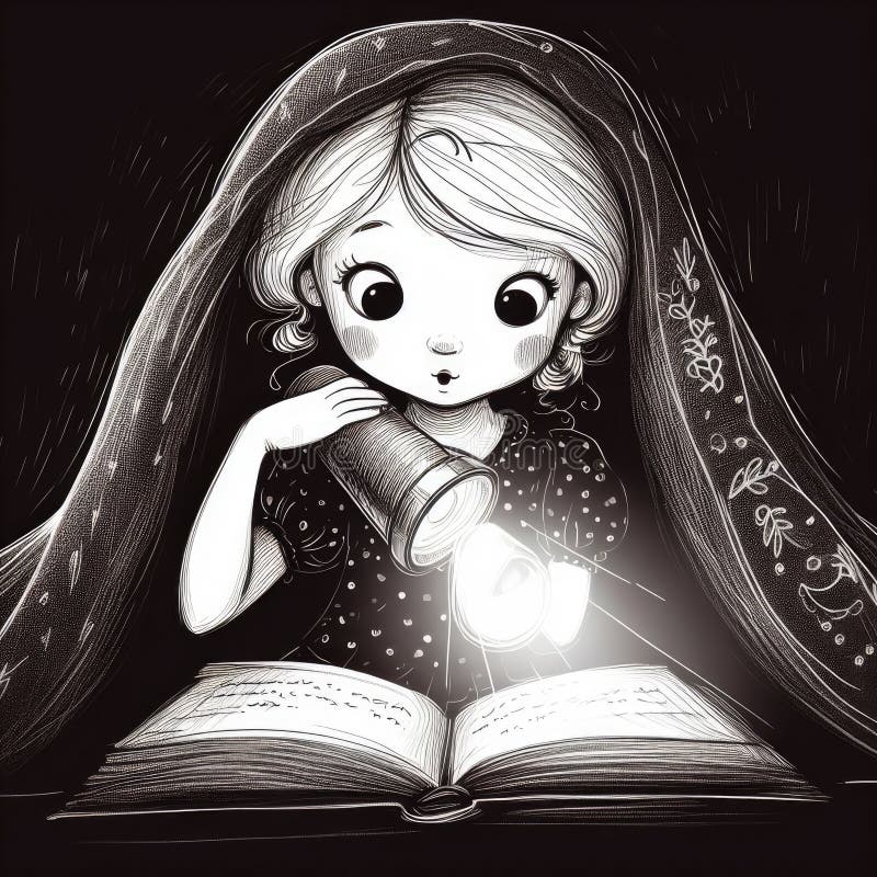 Child Read Flashlight Stock Illustrations – 47 Child Read Flashlight ...