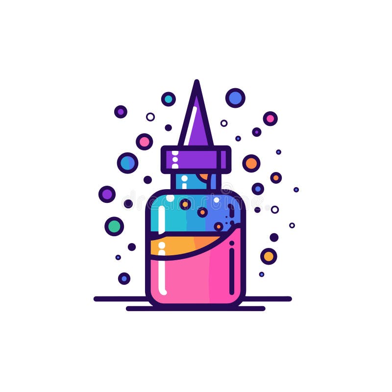 Whimsical Magic Potion Bottle with Bubbles and Floating Elements Stock ...