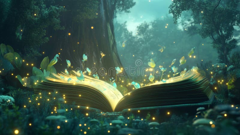 A Whimsical Magical Book Filled with Glowing Illustrations of Mythical ...