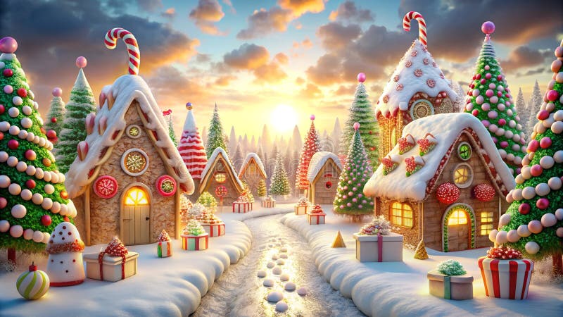 A Whimsical Magical Land Made Entirely of Gingerbread Stock Photo ...
