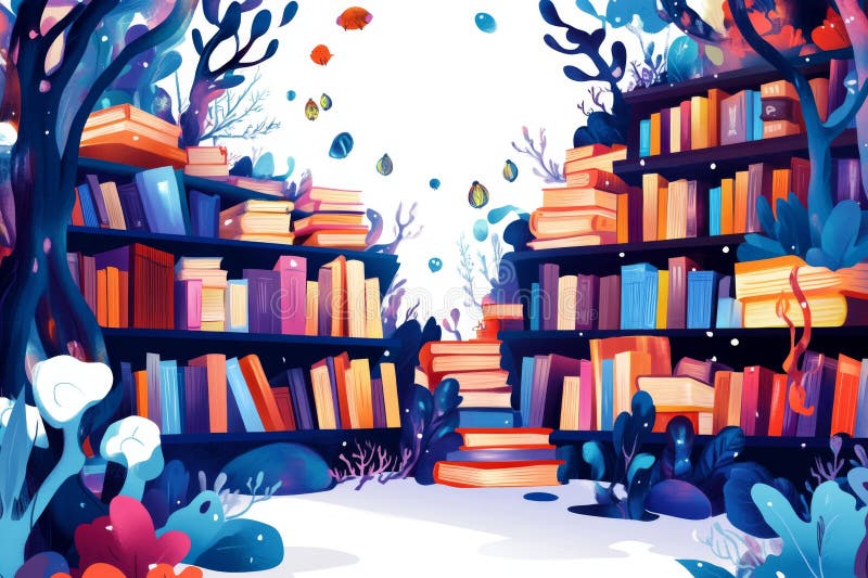 Whimsical Magical Library Illustration Stock Illustration ...