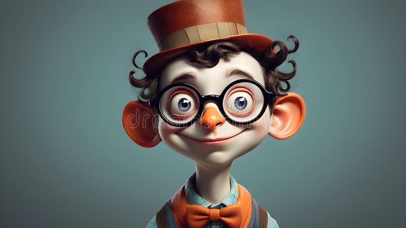 Whimsical Man with Orange Bow Tie and Playful Expression Stock ...