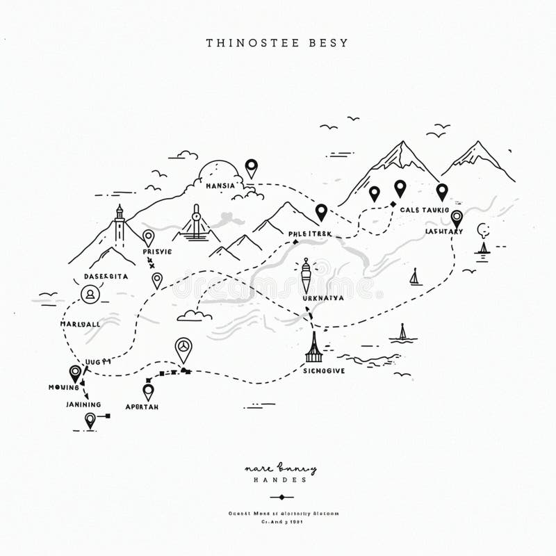 Whimsical Map Illustration Features Stylized Mountains, Lighthouses ...