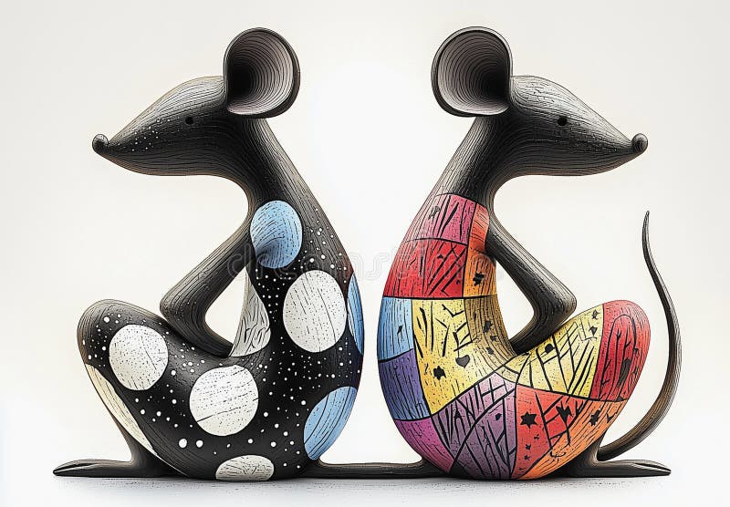 AI Generated. Whimsical Mice with Vibrant Patterns and Colors Stock ...