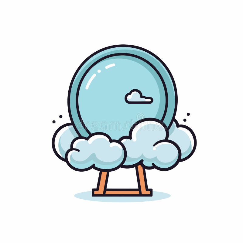 Whimsical Mirror with Cloud Design and Blue Sky Reflection Cartoon ...