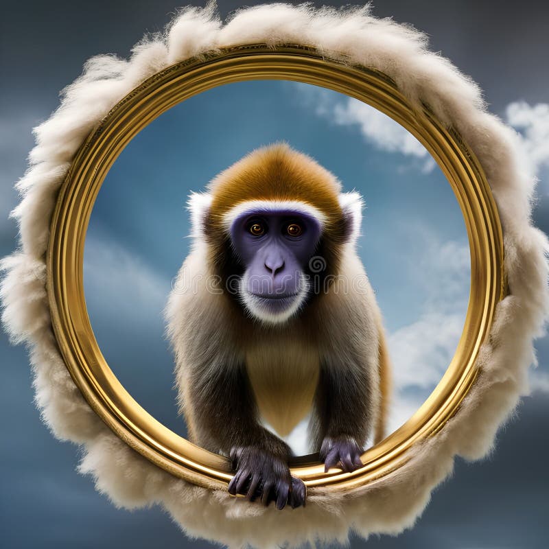 A Whimsical Monkey with Angelic Wings, Swinging through a Celestial Sky ...