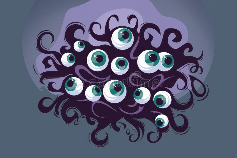 Whimsical Monster Multiple Eyes Dark Background - Playful Unique ...