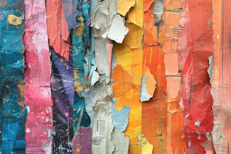 Whimsical Mosaic of Ripped Paper Stock Illustration - Illustration of ...