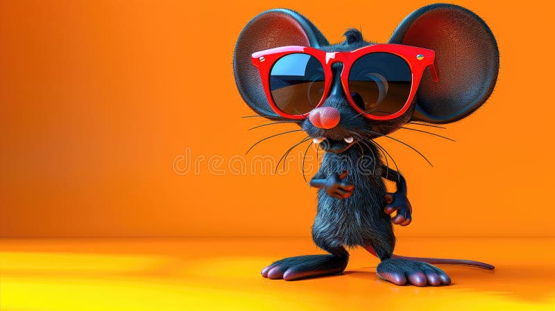 A Whimsical Mouse with Oversized Red Glasses and a Mustache. Stock ...