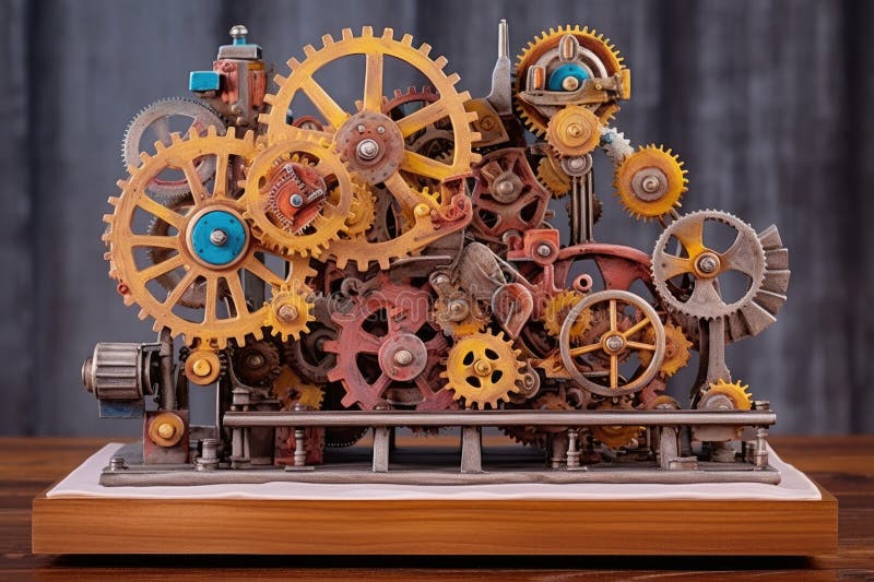 Whimsical Moving Gears and Cogs Sculpture Stock Illustration ...
