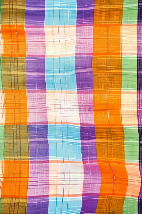 A Whimsical, Multi Colored Plaid Pattern with Bright Stripes in Orange ...