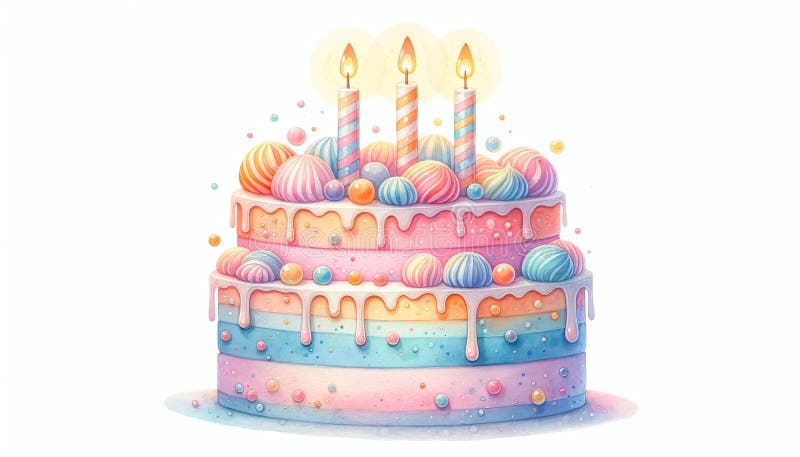 A Whimsical, Multi-tiered Birthday Cake with Colorful Layers and ...