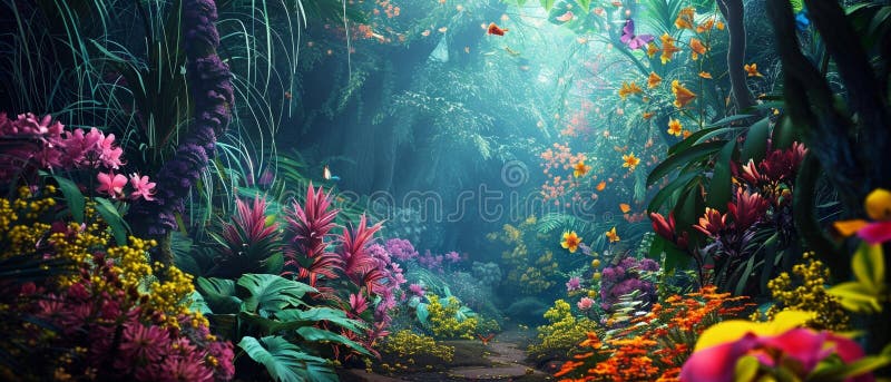 Whimsical Nature Scene a Perfect Blend of Flora and Mystique Stock ...