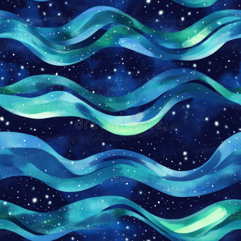A Whimsical Northern Lights Pattern with Glowing Aurora Waves Dancing ...