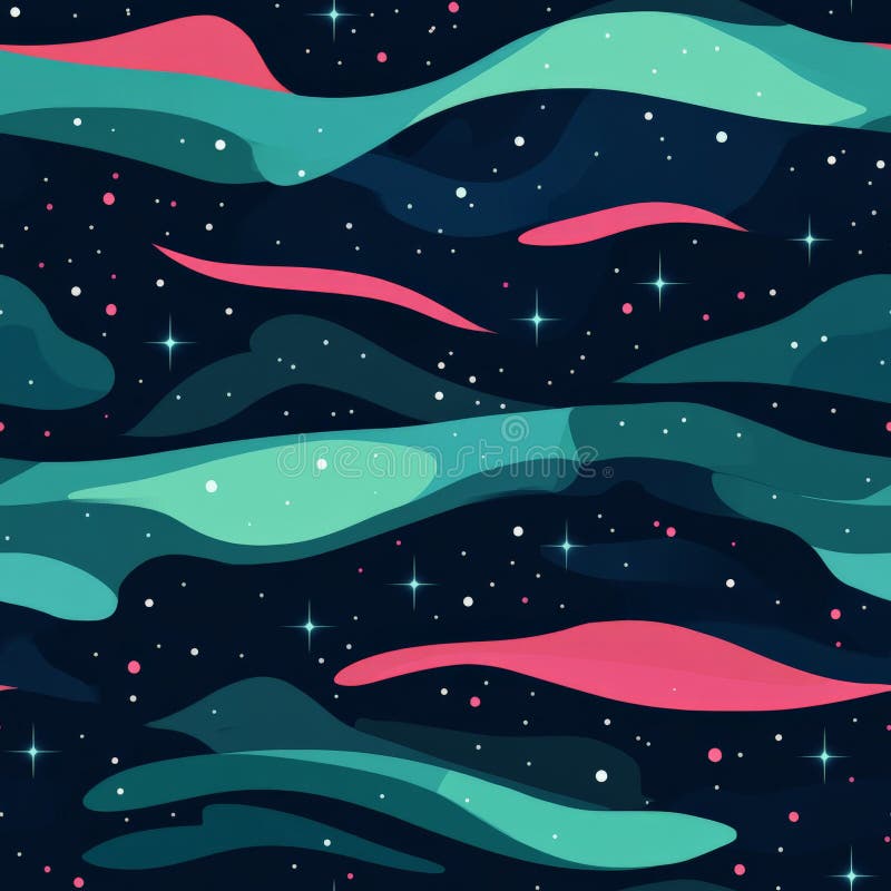 A Whimsical Northern Lights Pattern with Glowing Aurora Waves Dancing ...