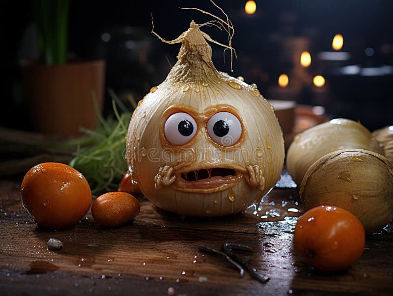 Whimsical Onion Character with Expressive Eyes and Funny Face on ...