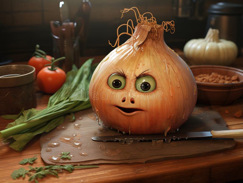 Whimsical Onion Character with Expressive Eyes and Funny Face on ...