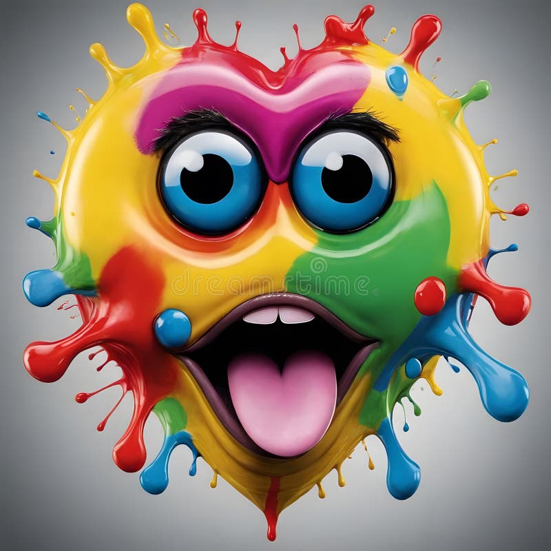 Whimsical Paint-Splattered Smile Stock Photo - Image of character ...
