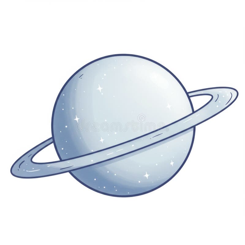 Whimsical Pale Blue Planet with Rings Illustration Stock Illustration ...