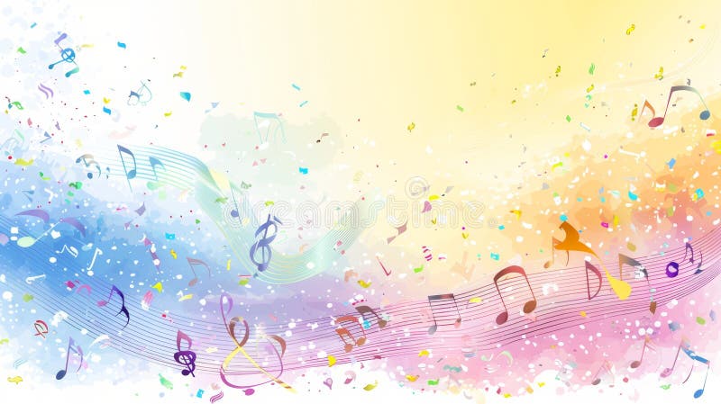 Whimsical Pastel Background Featuring Musical Notes and Confetti for a ...