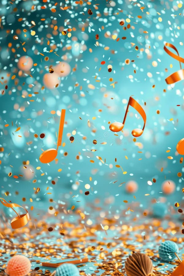 Whimsical Pastel Background with Musical Notes and Confetti for a ...