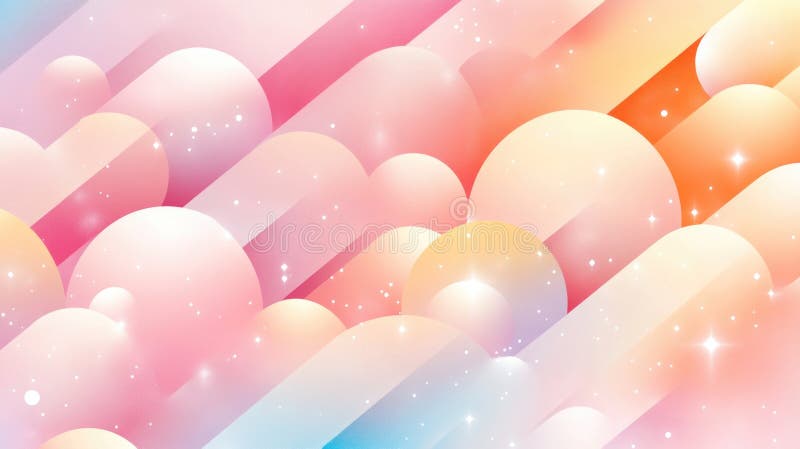 Whimsical Pastel Bubbles and Sparkles on Gradient Background Stock ...