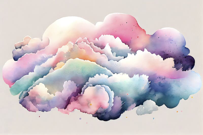 Whimsical Pastel Clouds on White Background for Invitations and Posters ...